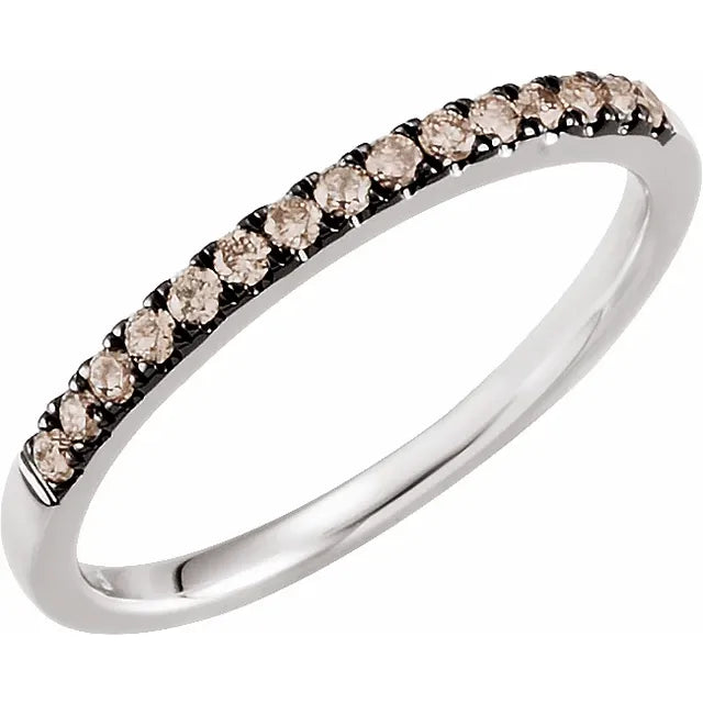 Carmel Latte Natural Diamond Stacking Ring Solid 14K White Gold ...